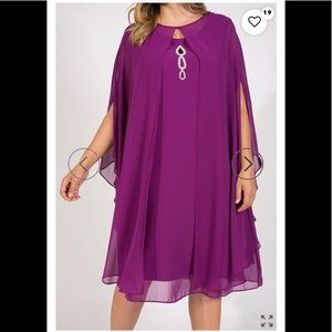 SL Fashions | Dresses | Sl Fashion Short Plus Cape Dress Neon Fuchsia ...